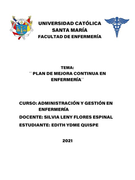 Plan De Mejora Continua En La Enfermeria Descargar Gratis Pdf