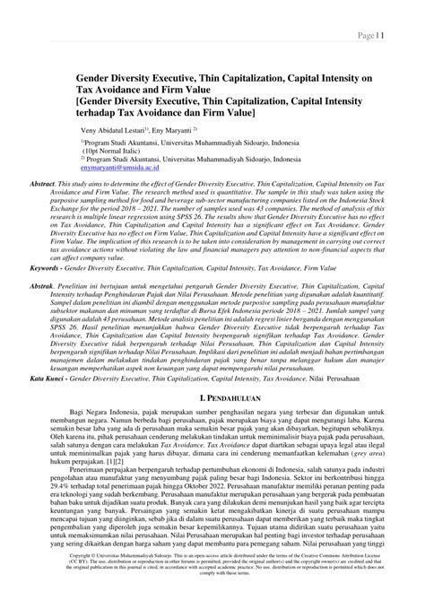 Pdf Gender Diversity Executive Thin Capitalization Capital