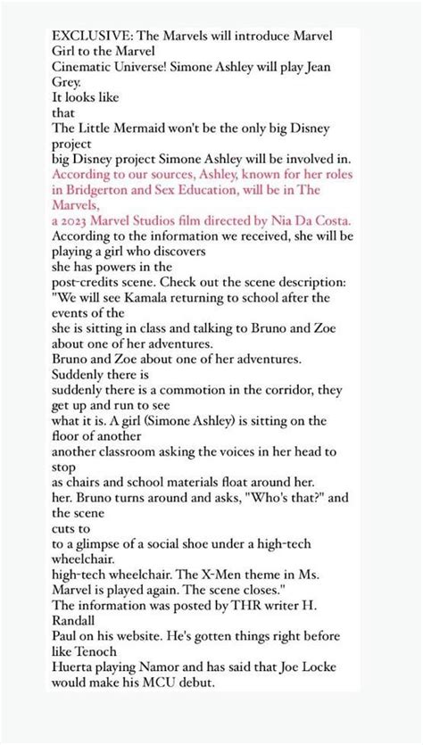 New Rumors Simone To Be Introduced As Jean Grey In “the Marvels” End