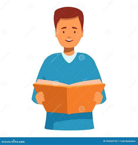 Young Man Is Holding An Open Book And Smiling Stock Vector