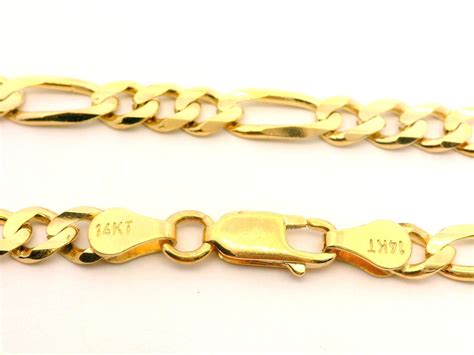 Mens Solid 14k Yellow Gold 23 Classic Figaro Link Chain Necklace For