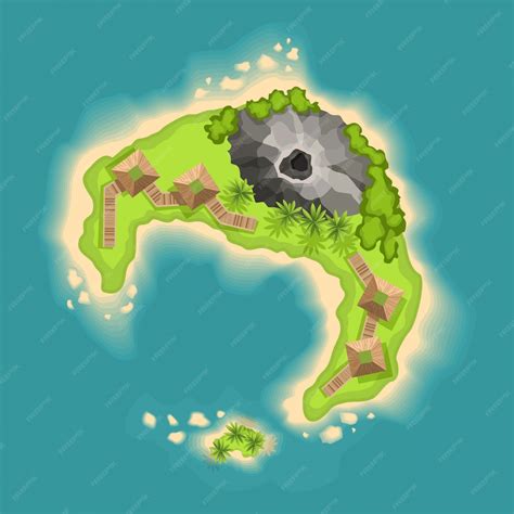 Premium Vector Top View Islands With Volcano View From A Height On A