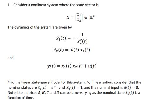 Solved Consider A Nonlinear System Where The State Vector
