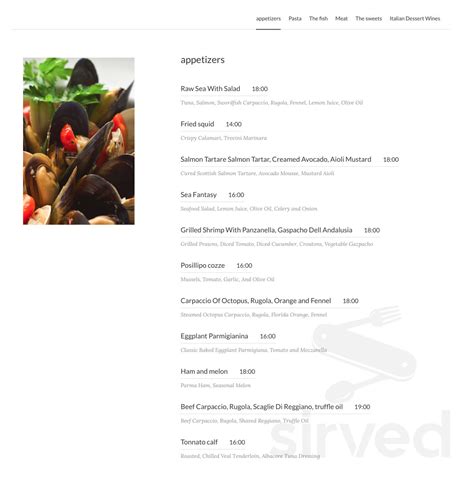 Menu For Trevini Ristorante In Palm Beach Fl Sirved