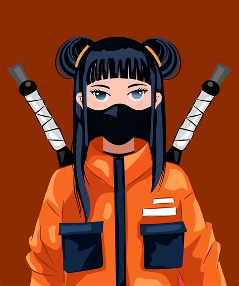 A Ninja Girl With Swords And Mask Vector Free Technology Image On
