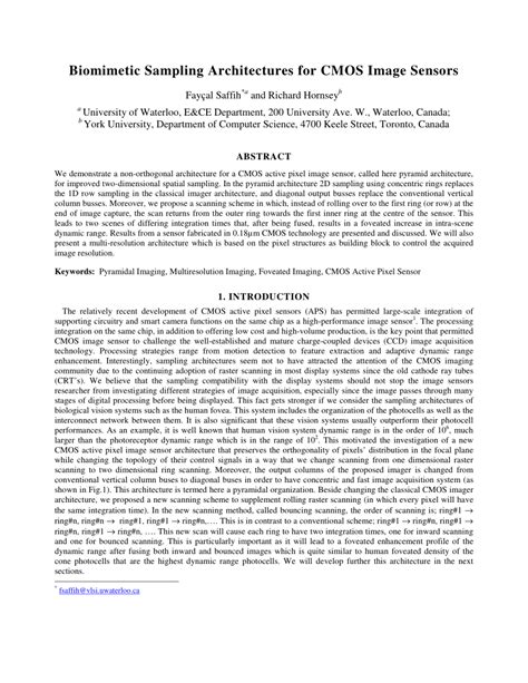 Pdf Biomimetic Sampling Architectures For Cmos Image Sensors