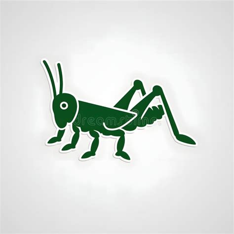 Stylized Grasshopper Logo With Bold Outlines And Vibrant Green Body