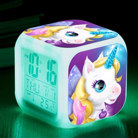 7 Colors Digital Alarm Clock Cute Led Table Clock Time Date Temperature Display Home Decorations