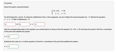 solved 10 points solve the system using elimination