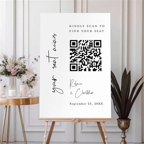 Wedding Qr Code Sign Template Seating Chart Etsy