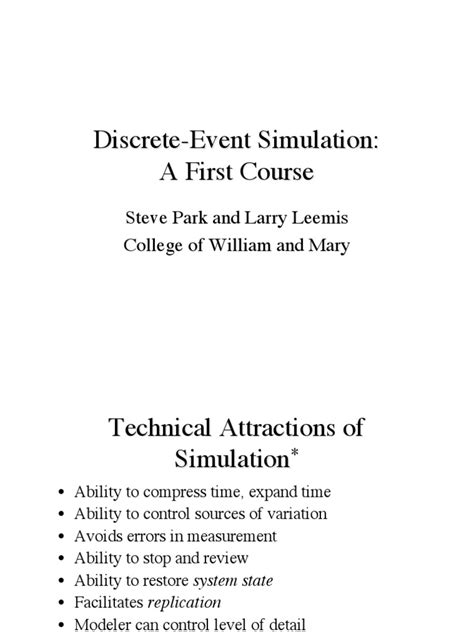Discrete Event Simulation A First Course Pdf Conceptual Model
