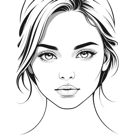 Premium Photo A Beautiful Girl Face Outline Illustration On White