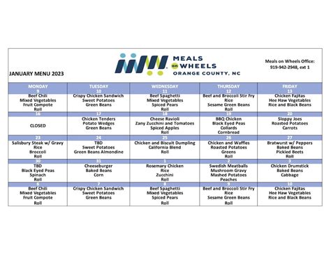 Meals On Wheels Menu For June 2022 At Kathleen States Blog