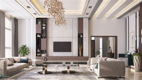 Black Drawing Room Design Modern Tv Wall Units Double Height Villa