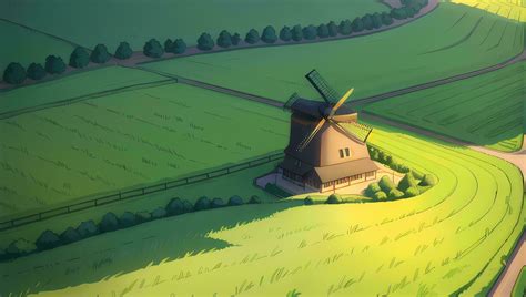 Green Pasteur Grass Field Illustration Anime Manga Visual Novel