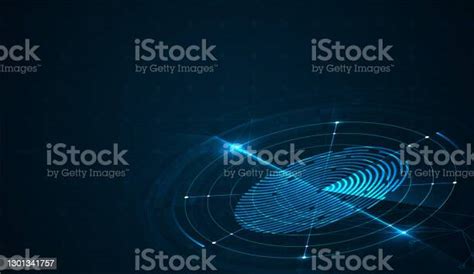 Fingerprint Scanning On Circuit Board Abstract Security System Concept With Fingerprint Cyber