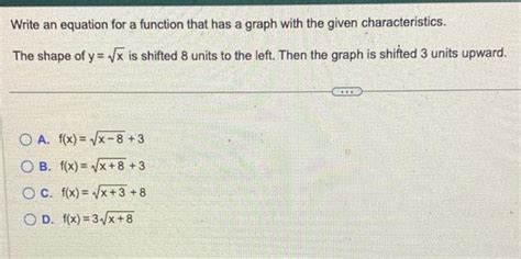 Solved Write An Equation For A Function That Has A Graph