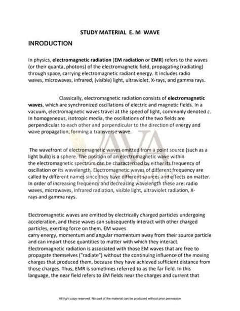Electromagnetic Waves Class 12 Physics Free Study Material Pdf