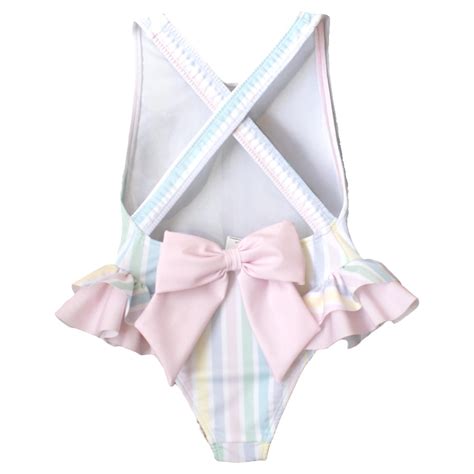 Meia Pata Girls Stripes Colour Bahamas Ruffle Swimsuit Multi