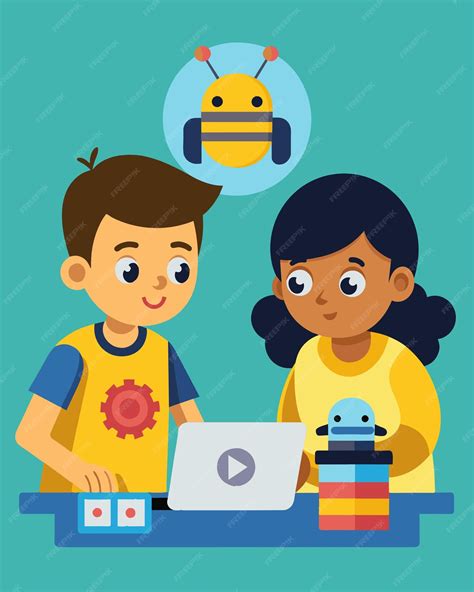 Premium Vector Two Siblings Sit Side By Side Collaborating On A More