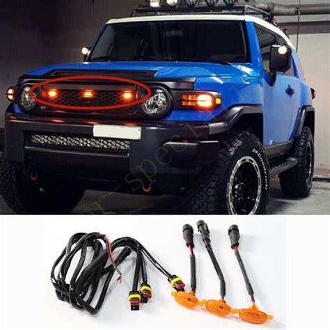 3x Amber Led Car Truck Front Grille Light Kit For Toyota Fj Cruiser