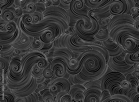 Beautiful Abstract Wavy Seamless Pattern With White Curling Lines You