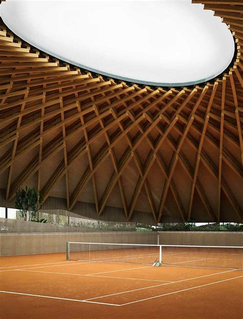 Domed Timber Rooftop By Victor Ortiz To Enclose Tennis Court In Brazil