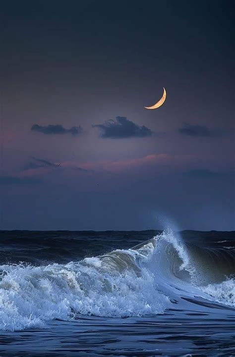 Good Night Moon Wall Art Moon Ocean Waves Ocean At Night Wallpaper