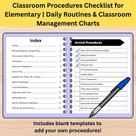 Classroom Procedures Checklist Daily Routines And Classroom Management