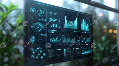 High Tech Data Visualization Screen Displaying Analytics And Metrics