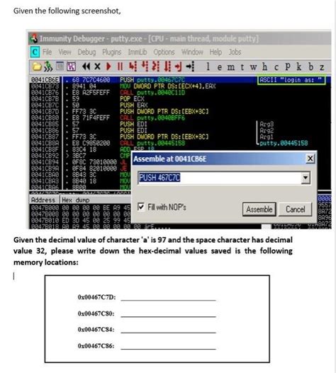 Given The Following Screenshot Immunity Debugger
