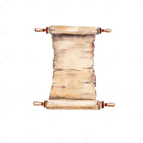 Dessin De Laquarelle Manuscrite Rouleau Décriture Ancienne