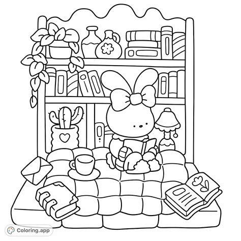 Cozy Bunny Reading Corner Coloringapp