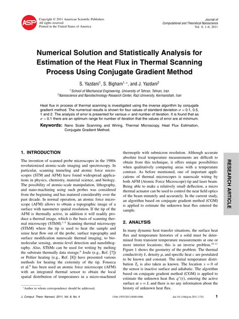 Pdf Numerical Solution And Statistical Analysis For Estimation Of The Heat Flux In Thermal