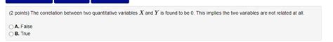 Solved Points The Correlation Between Two Quantitative Chegg