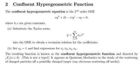 Solved Confluent Hypergeometric Function The Confluent Hypergeometric