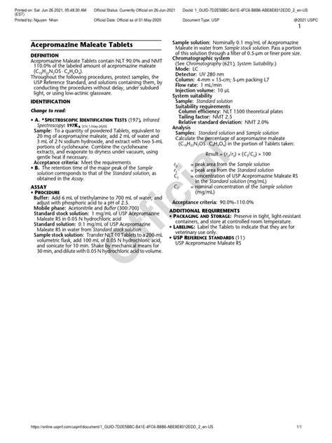 Acepromazine Maleate Tablets Pdf Chromatography Laboratories