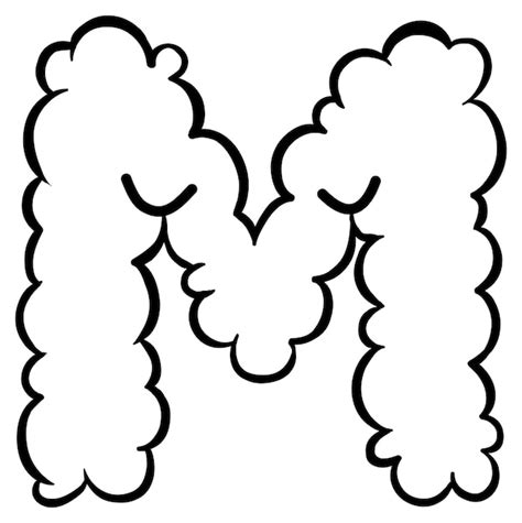 Bubble Letters M 👉 Bubble Writing Template Blank Display