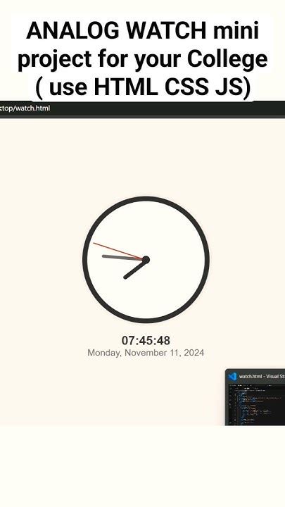 Analog Watch Mini Project For Your College Use Html Css Js Html