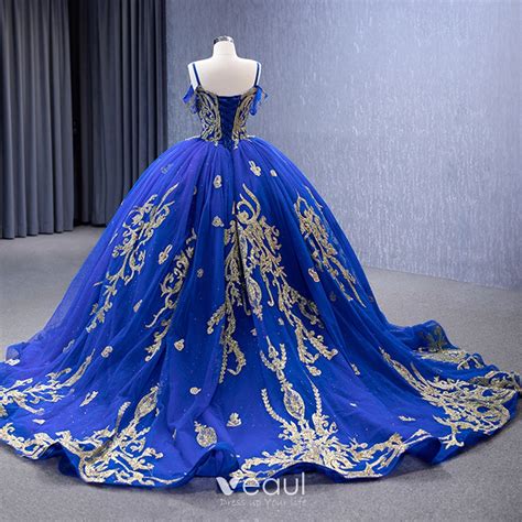 High End Vintage Retro Royal Blue Handmade Beading Sequins Prom Dresses 2023 Ball Gown
