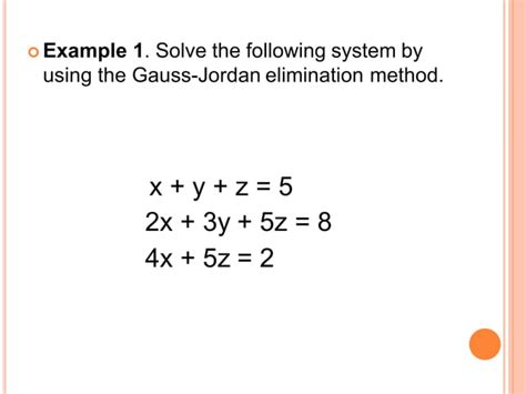 Gauss Jordan Methodpptx Physics Science