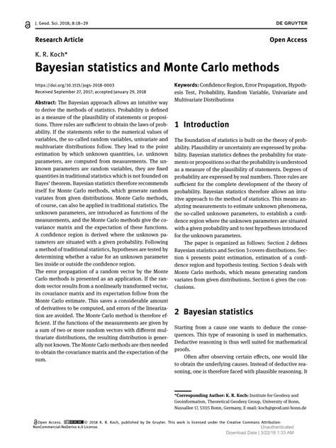 Pdf Bayesian Statistics And Monte Carlo Methods