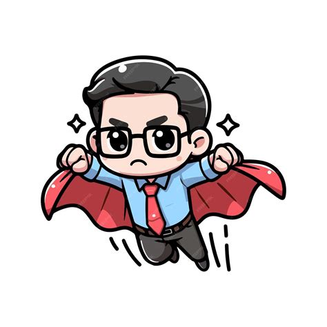 슈퍼히어로 사업가 만화 일러스트레이션 프리미엄 벡터