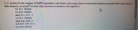 Solved Points In The Snippet Of MIPS Assembler Code Chegg