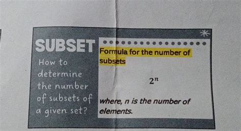 Subset How To Determine The Number Of Subsets Of A Given Set Formula For The Number Of Subsets