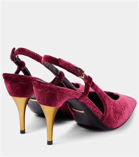 Gucci Gg Velvet Slingback Pumps Gucci