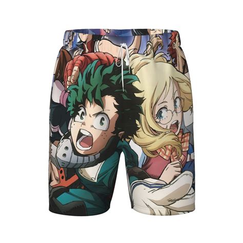 Anime Mha My Hero Academia Teen Swim Trunks Summer Beach Board Shorts Double Layered Swimwear