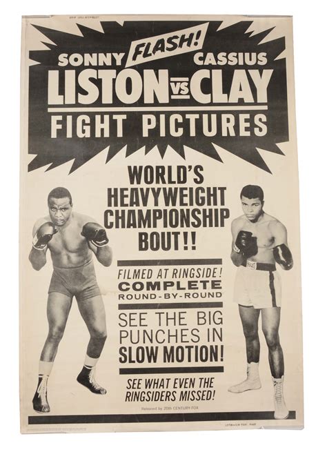 Cassius Clay Vs Sonny Liston Fight Film Poster Auctions And Price Archive