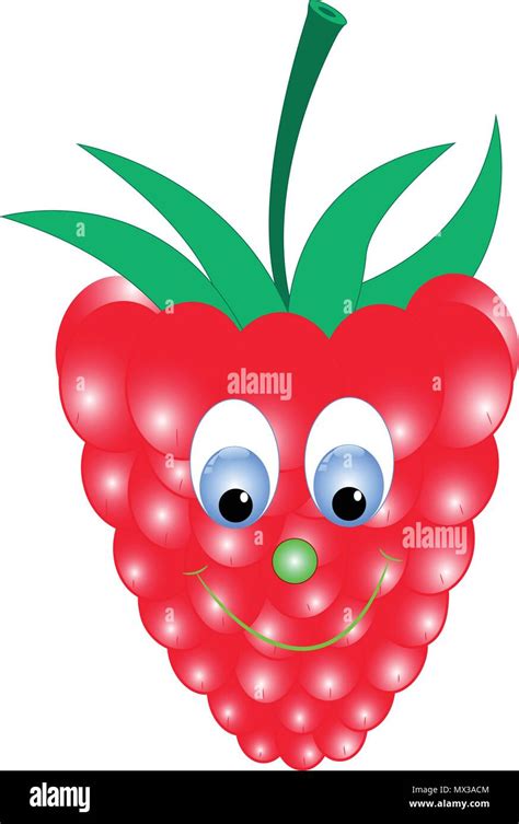 Red Raspberry Cartoon Cute Vector Illustration Stock Vector Image And Art Alamy