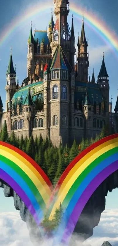 Magical Castle With Rainbows Art Free Download
